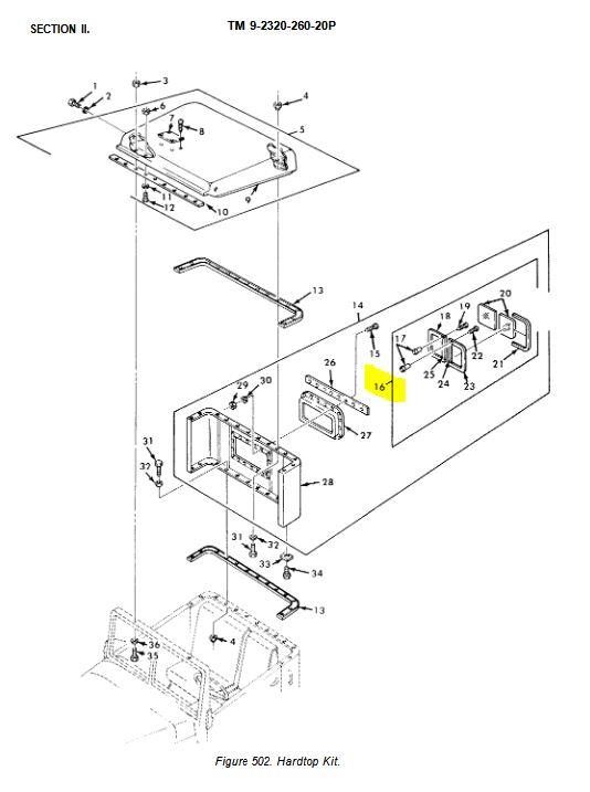 Cab Hard Top Sliding Rear Window Frame Assembly with Glass M35A2 M809 ...