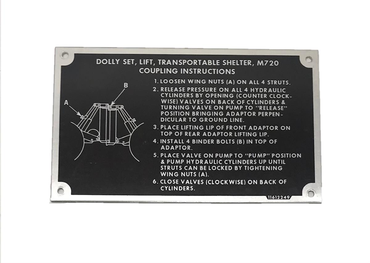 Dolly Trailer Coupling Instruction Plate