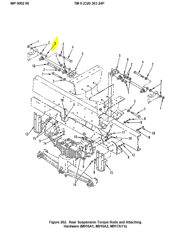 Rear Axle Rear Suspension Tandem Axle Torque Rod M916A1 M916A2 M917A1