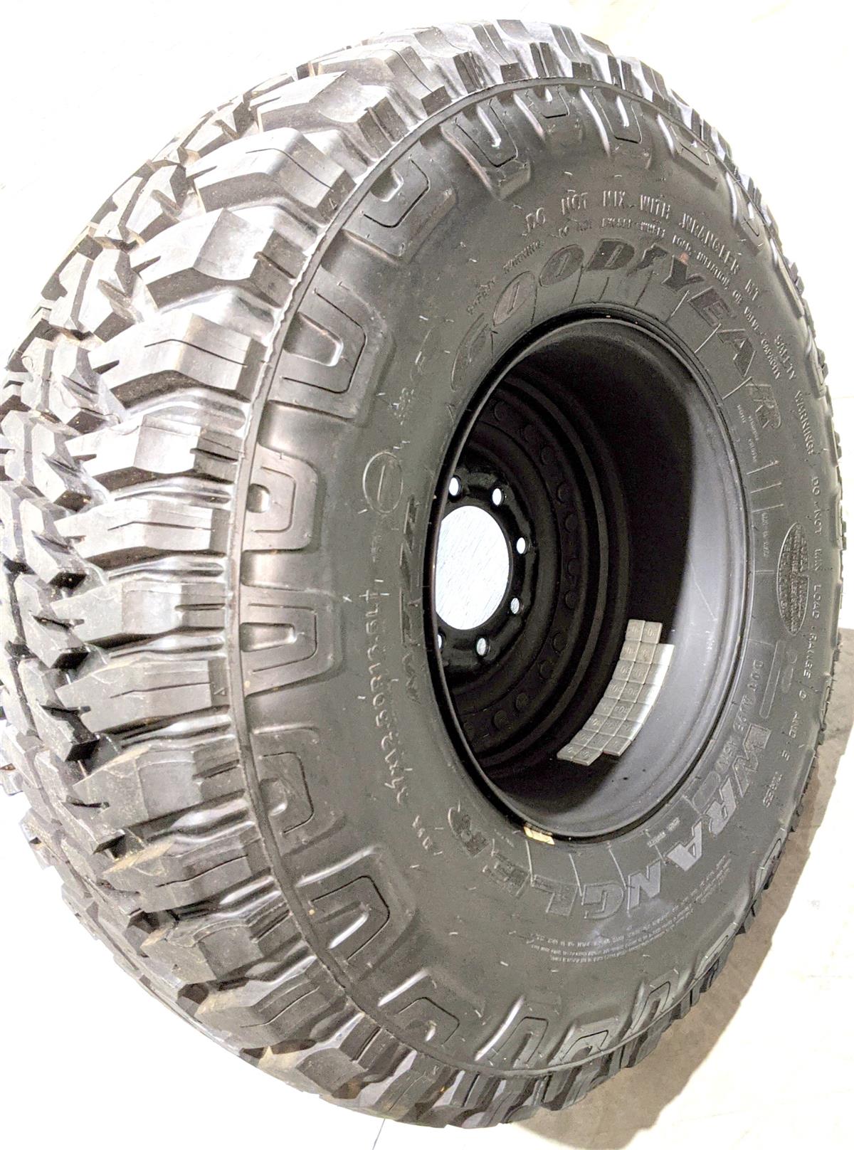 Goodyear Wrangler MT/R 37x12.50R16.5LT Mounted on 24 Bolt Rim 100% Tread